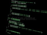 Hacker Scrolls Program Code On Notebook Computer Cyber Security Stock
