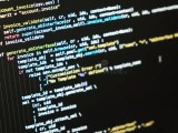 Information Technology Concept Coding Script Text On Screen Stock