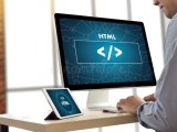 Php Html Developer Web Code Design Programmer Working In A Soft Stock