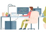Programmer Coder Web Developer Or Software Engineer Sitting At Desk