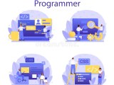 Programming Concept Idea Of Working On The Computer Coding Stock