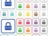 Secure Https Protocol Outlined Flat Color Icons Stock Vector