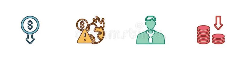 Set Worker Dollar Rate Decrease Global Economic Vector Image - Beautiful Mountain Wallpaper - Mobile