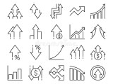 Set Of Increase And Decrease Line Icons Vector Illustration Editable