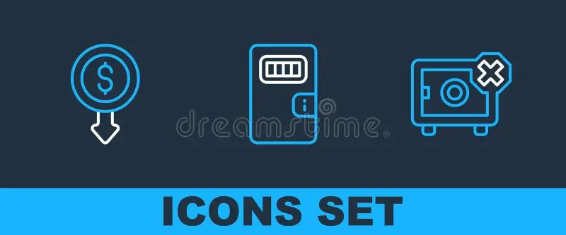 Set Line Prison Cell Door Dollar Rate Decrease Vector Image - Ultra HD Vintage Background - 4K