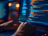 Software Developer Programming Code On Computer At Night Stock Video