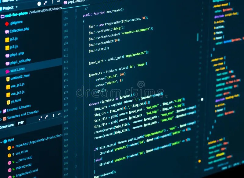 Splitting Of Css And Php Code Computer Script Code Software - Premium Dark Image Gallery - Full HD