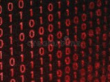 Technological Digital Binary Data Glitch Background With Binary Code