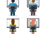 Web Developer Working On Computer Programming Coding Stock Vector