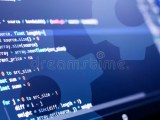 Work From Home Programmer Coding Code On Notebook Screen At Home