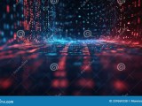 Binary Code And Ai Algorithms Running In The Background An Abstract