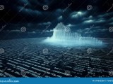 Binary Cloud 3d Representation Of Data In Cloud Computing Stock