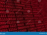 Binary Code Background With Red Digits Moving On Screen Algorithm