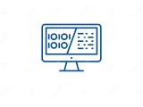 Binary Code Data Encryption Line Icon Concept Binary Code Data
