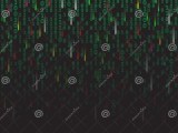 Binary Code Green And Dark Background With Fireworks Digits On Screen