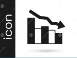 Black Financial Growth Decrease Icon Isolated On White Background