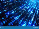 Blurred Digital Binary Code Technology Computer Background Stock