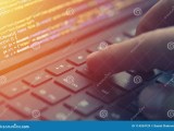 Closeup Coding On Screen Hands Coding Html And Programming On Screen