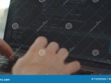 Closeup Coding On Screen Man Hands Coding Html And Programming On