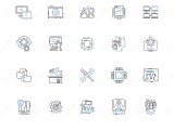 Computational Program Line Icons Collection Algorithm Code Function