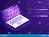 Computer Programming Coding Testing Debugging Isometric Concept