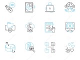 Computer Software Linear Icons Set Program Code Application