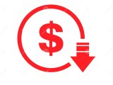 Cost Reduction Decrease Dollar Icon Vector Symbol Image Isolated On