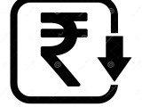 Cost Reduction Decrease Rupee Icon Vector Symbol Isolated On