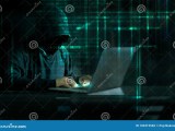 Cyber Attack Hacker Using Computer With Code On Interface Digital Dark