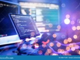 Cyber Space Concept Programming Code On Computer Screen Abstract
