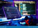 Cyber Space Concept Programming Code On Computer Screen Abstract