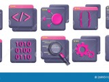 3d Code Icon Set Python Abstract Api Vector Technology Computer