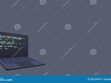 3d Laptop And Program Code Development Web Coding Concept Laptop With