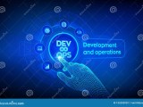 Devops Agile Development And Optimisation Concept On Virtual Screen