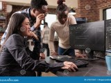 Diverse Programming Engineers Talking About Html Script Stock Image