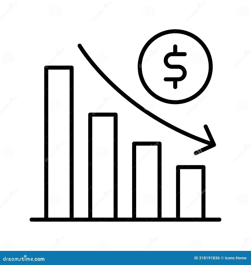 Down Chart Financial Loss Decrease Chart Isometric Vector Design - Creative Colorful Pattern - Mobile