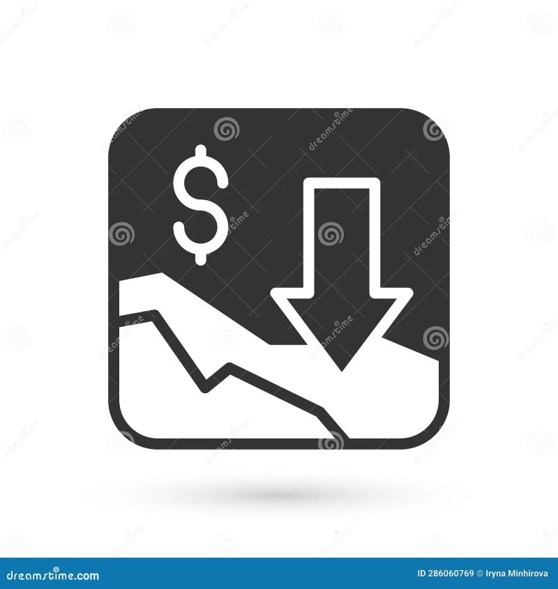 Grey Financial Growth Decrease Icon Isolated Vector Image - Download Premium Light Texture | Retina
