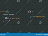 Hello World In C And Python Comparison Code Of Programming Language