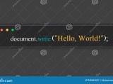 Hello World In Javascript Programming Language Hello World Code Stock