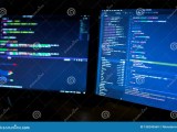 Computer Screens With Program Code Stock Image Image Of Modern