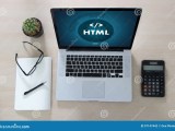 Php Html Developer Web Code Design Programmer Working In A Soft Stock