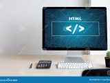 Php Html Developer Web Code Design Programmer Working In A Soft Stock