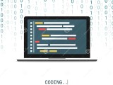 Programmer Coding Binary Computer Isometric Flat Vector Stock Vector