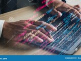 Programmers Work With Computer Code On A Virtual Interface Digital