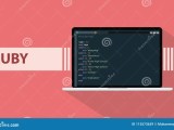 Ruby Programming Language With Laptop And Real Code Script Sample Stock