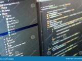 Software Developer Workspace Screen Stock Image Image Of Blue