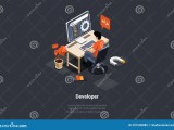 Software Development Coding Process Concept Man Programmer Or Web