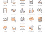 Software Development Flat Line Icons Set Programming Language