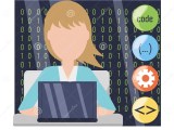 Web Developer Working On Computer Programming Coding Stock Vector