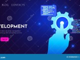 Web Development Coding And Programming Futuristic Banner Hand